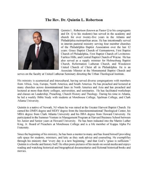 PBA Calls Rev. Dr. Quintin Robertson as New Regional Executive Minister ...